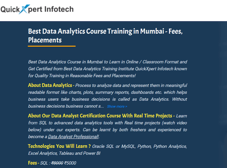 14 BEST Data Analytics Courses In Mumbai (2023)